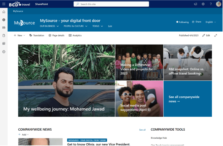 BCD Travel: Managing a world-class SharePoint intranet - Step Two