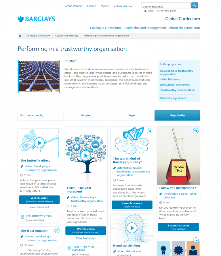 Barclays Bank: Empowering staff to manage their learning - Step Two